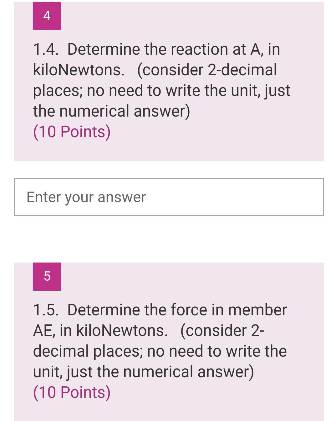 Solved 1.1. Determine the reaction at D, in kiloNewtons, | Chegg.com