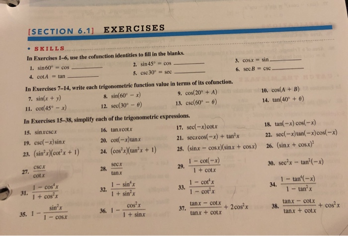 Solved [SECTION 6.1] EXERCISES • SKILLS In Exercises 1-6, | Chegg.com