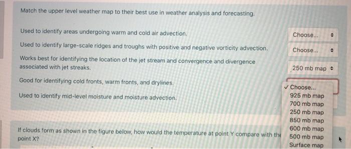 Match the upper level weather map to their best use | Chegg.com