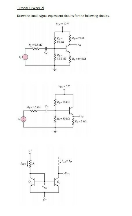 Solved Tutorial 1 (Week 21 Draw the small-signal equivalent | Chegg.com