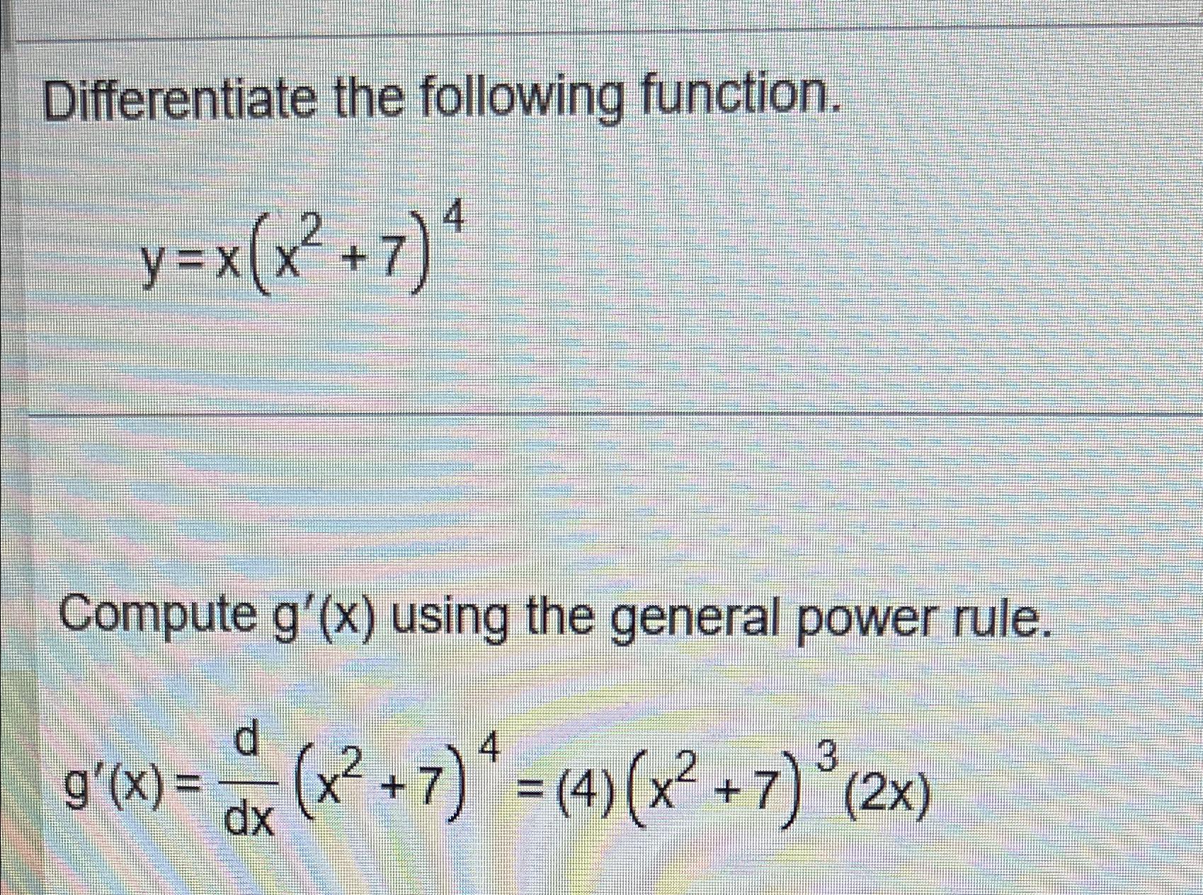 Solved Differentiate the following | Chegg.com