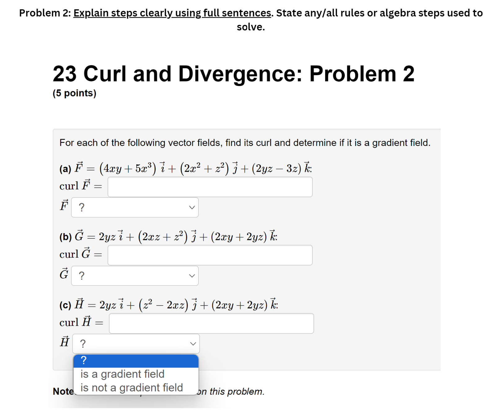 Solved For each of the following vector fields, find its | Chegg.com