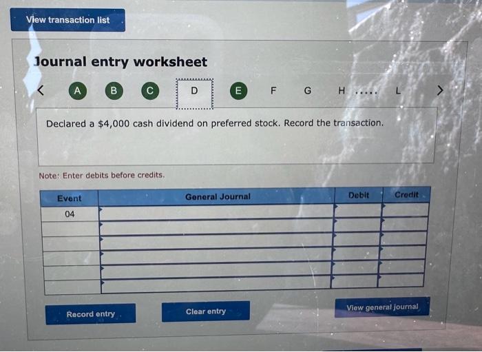 Journal entry worksheet Issued 40,000 shares of $12 | Chegg.com