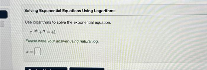 Solved Use logarithms to solve the exponential equation. | Chegg.com