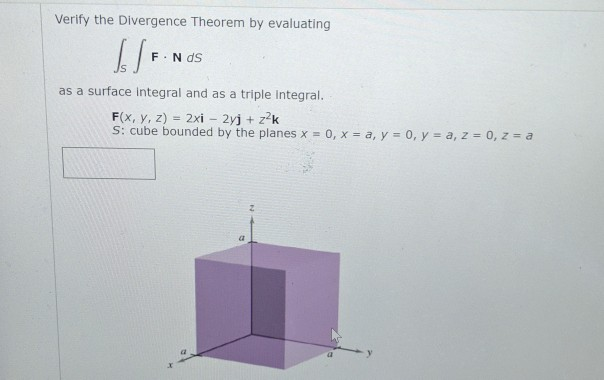 Solved Verify the Divergence Theorem by evaluating I SF F. | Chegg.com