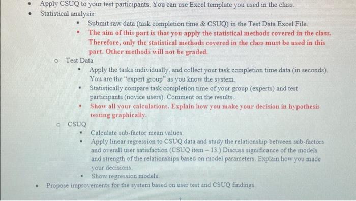 Solved Apply CSUQ to your test participants. You can use | Chegg.com