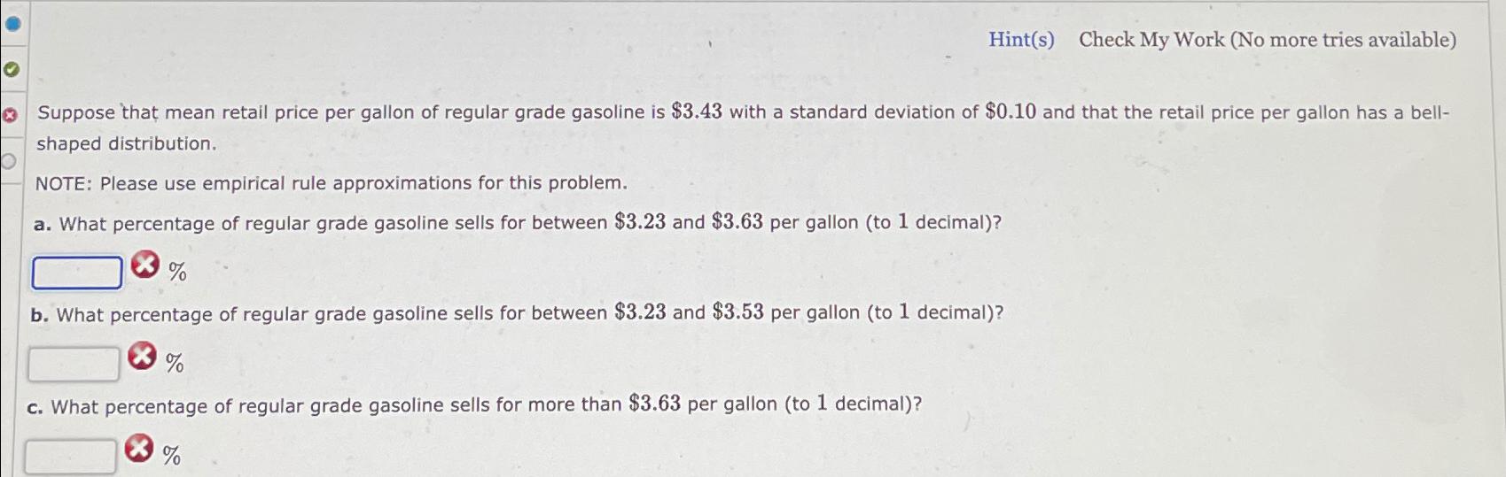 Solved Hint(s) ﻿Check My Work (No more tries | Chegg.com