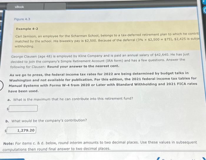 Solved Example 4-2 Carl Jamison, an employee for the | Chegg.com