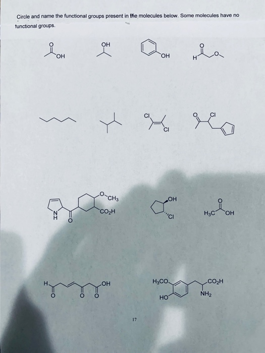 Solved Circle and name the functional groups present in the | Chegg.com