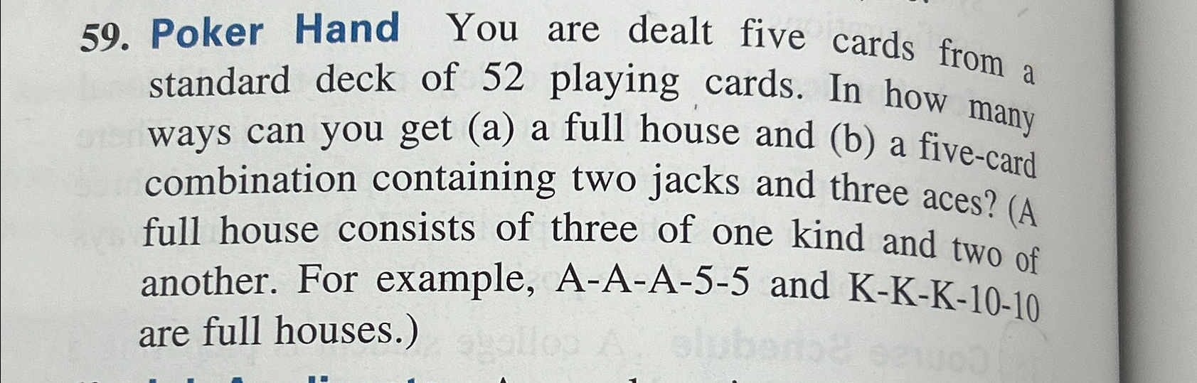 Solved Poker Hand You are dealt five cards from a standard | Chegg.com