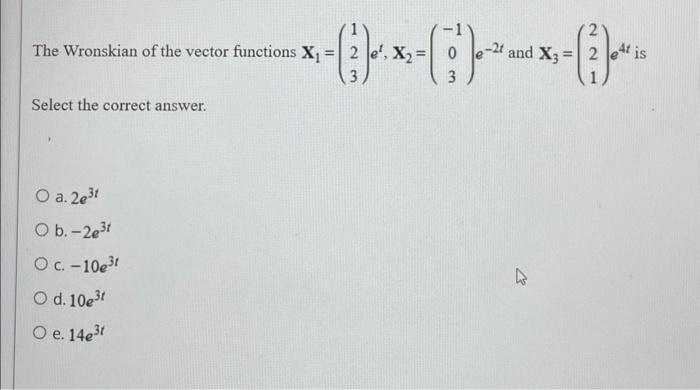 Solved The Wronskian of the vector functions | Chegg.com