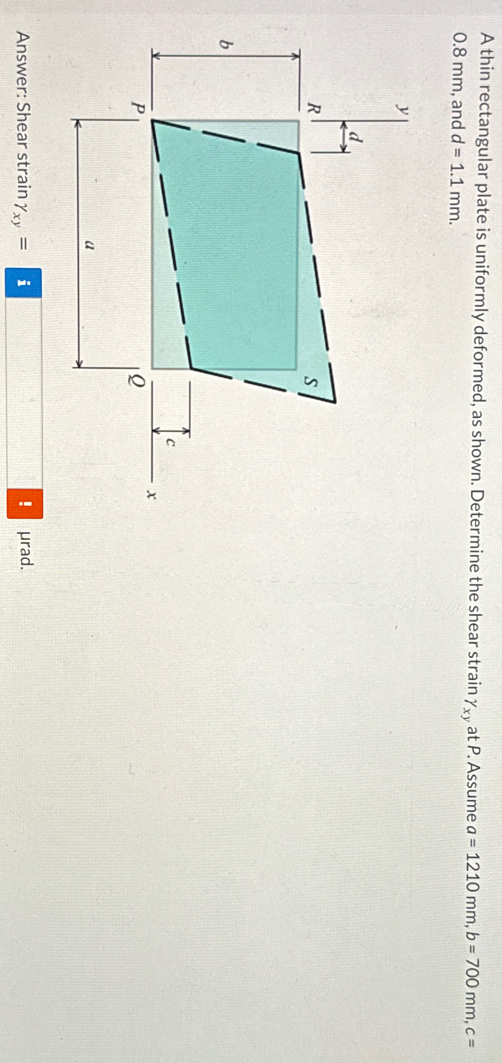 Solved A thin rectangular plate is uniformly deformed, as | Chegg.com