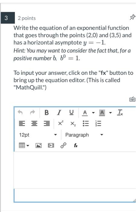Solved Write the equation of an exponential function that | Chegg.com
