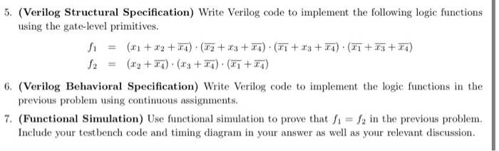 Solved 5 Verilog Structural Specification Write Verilog 3207