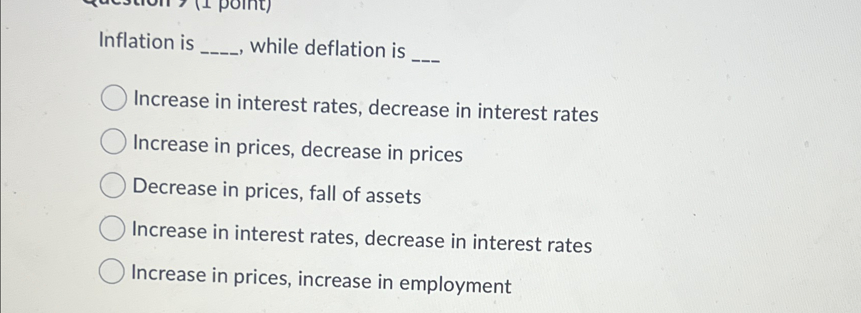 Solved Inflation is , ﻿while deflation isIncrease in | Chegg.com