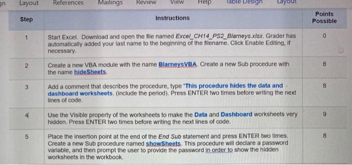 Solved an Layout References Mailings Review View Help Table | Chegg.com