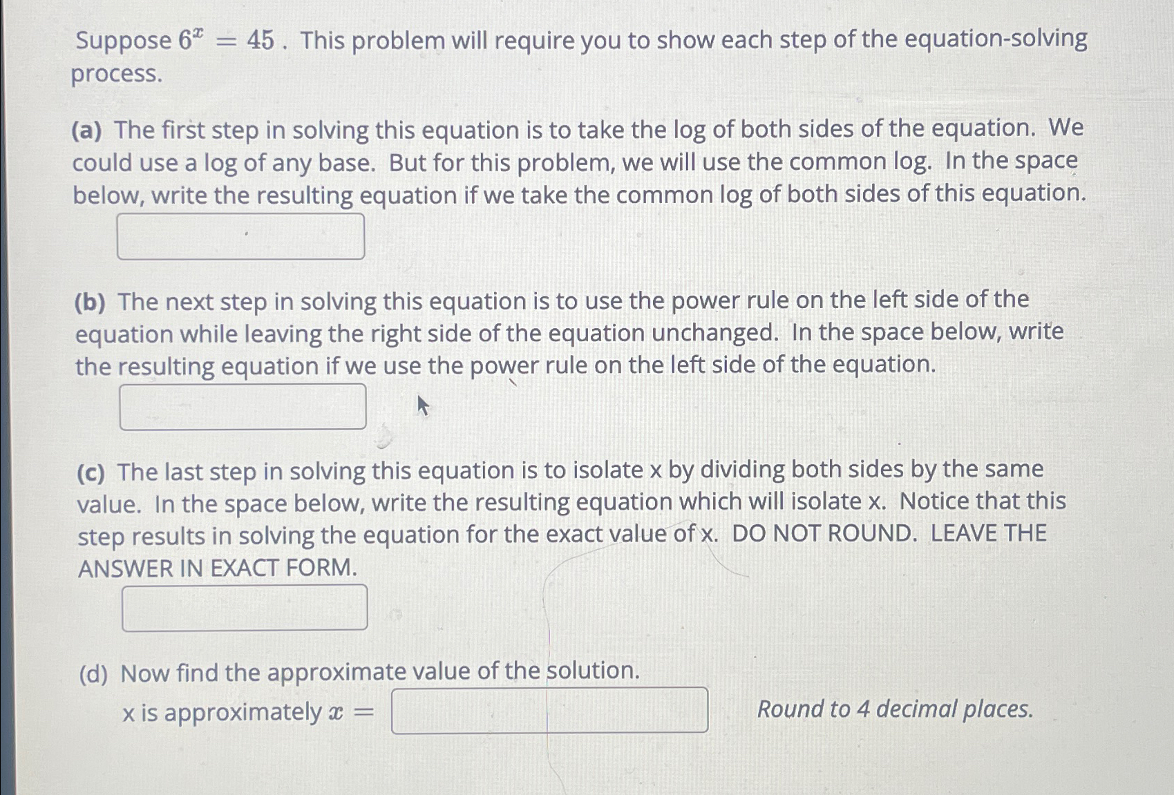 Solved Suppose 6x=45. ﻿This problem will require you to show | Chegg.com