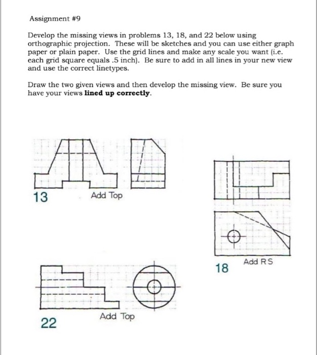 Solved Assignment #9 Develop the missing views in problems | Chegg.com