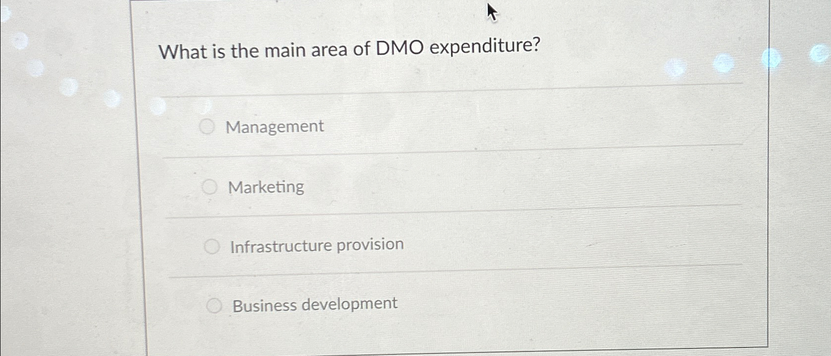 Solved What is the main area of DMO | Chegg.com