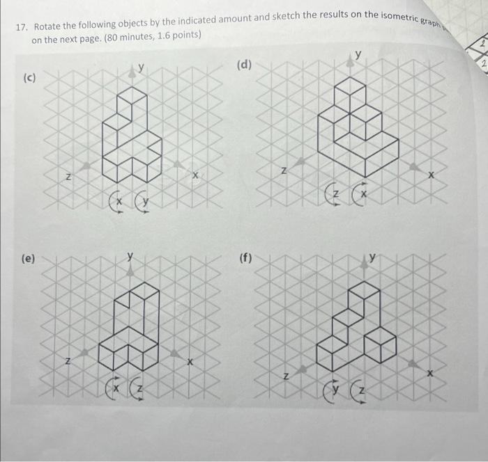 Solved 17. Rotate the following objects by the indicated | Chegg.com
