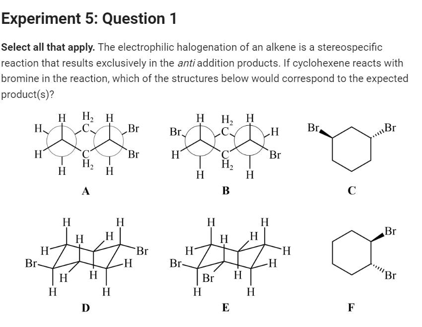 Solved Experiment 5: Question 1Select all that apply. The | Chegg.com