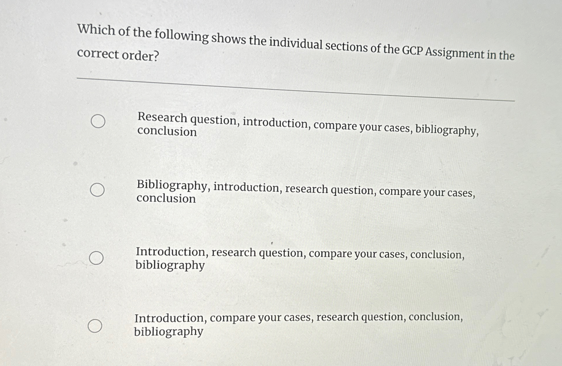 Solved Which of the following shows the individual sections | Chegg.com