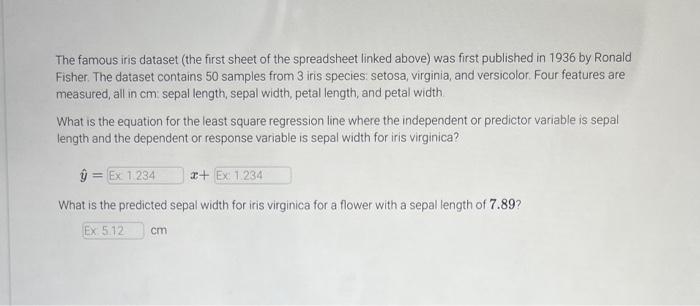 Solved The famous iris dataset (the first sheet of the | Chegg.com
