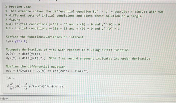 Solved \% Example 1 Code \% This example solves the | Chegg.com