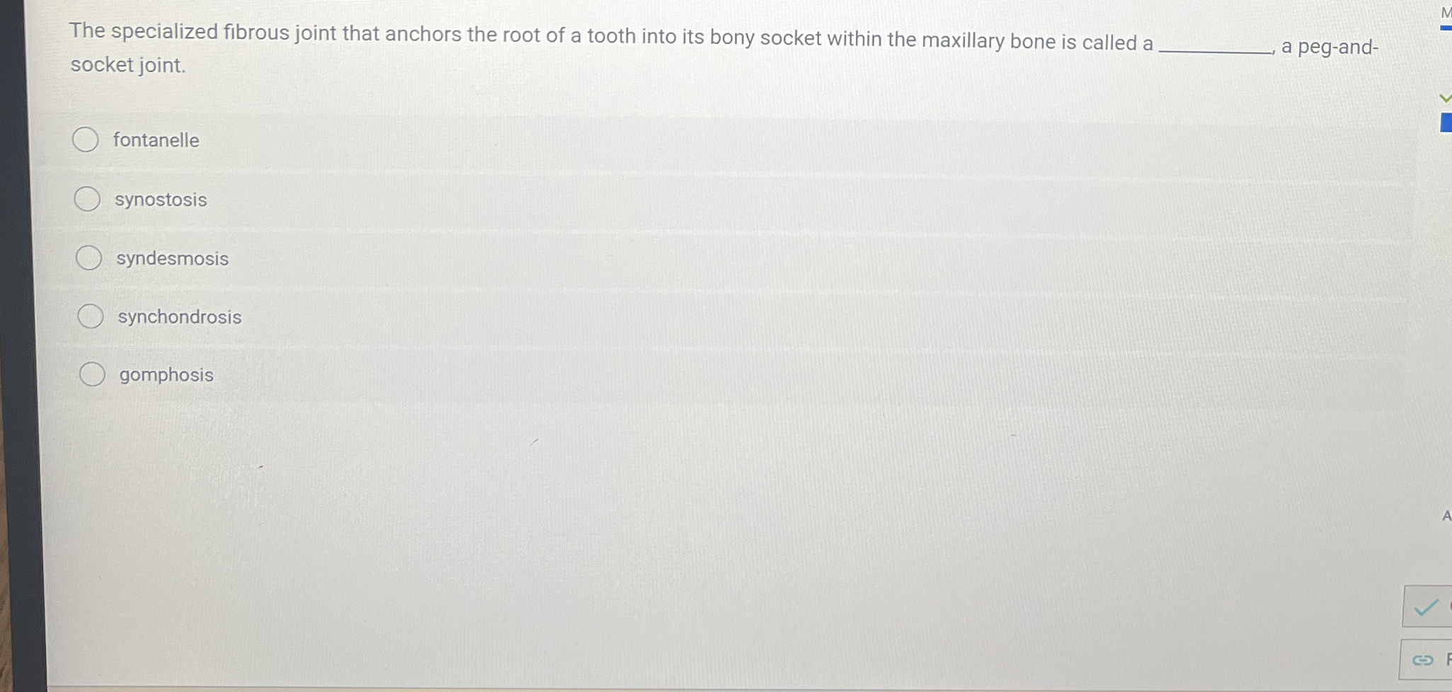 Solved The specialized fibrous joint that anchors the root | Chegg.com