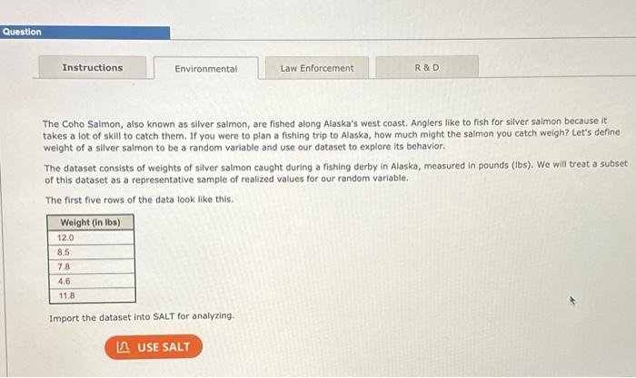 Solved The Coho Salmon, also known as silver salmon, are | Chegg.com