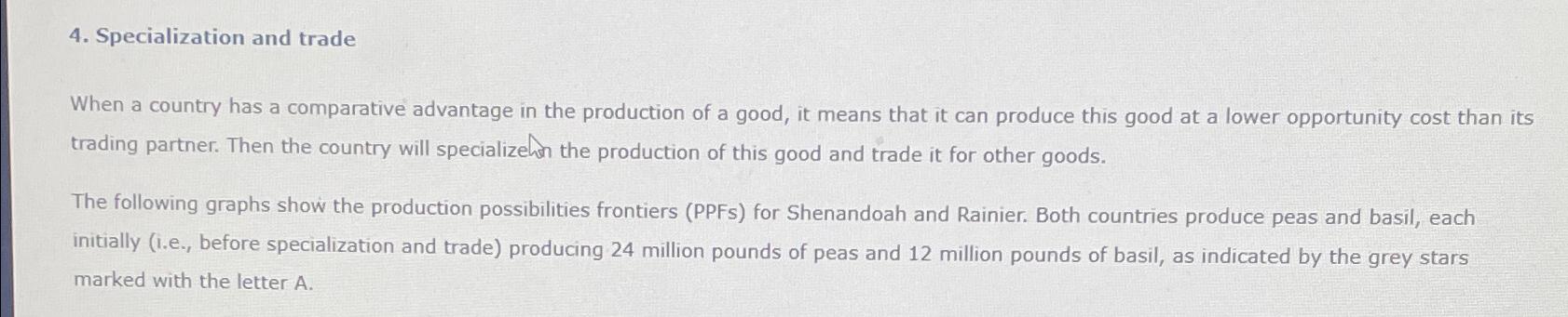 Solved Specialization and tradeWhen a country has a | Chegg.com