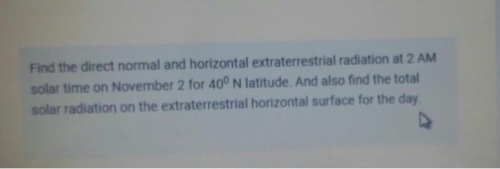Solved Find the direct normal and horizontal | Chegg.com