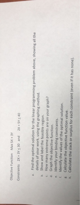 Solved Objective Function Max 5X + 3Y Constraints 2X + 3Y