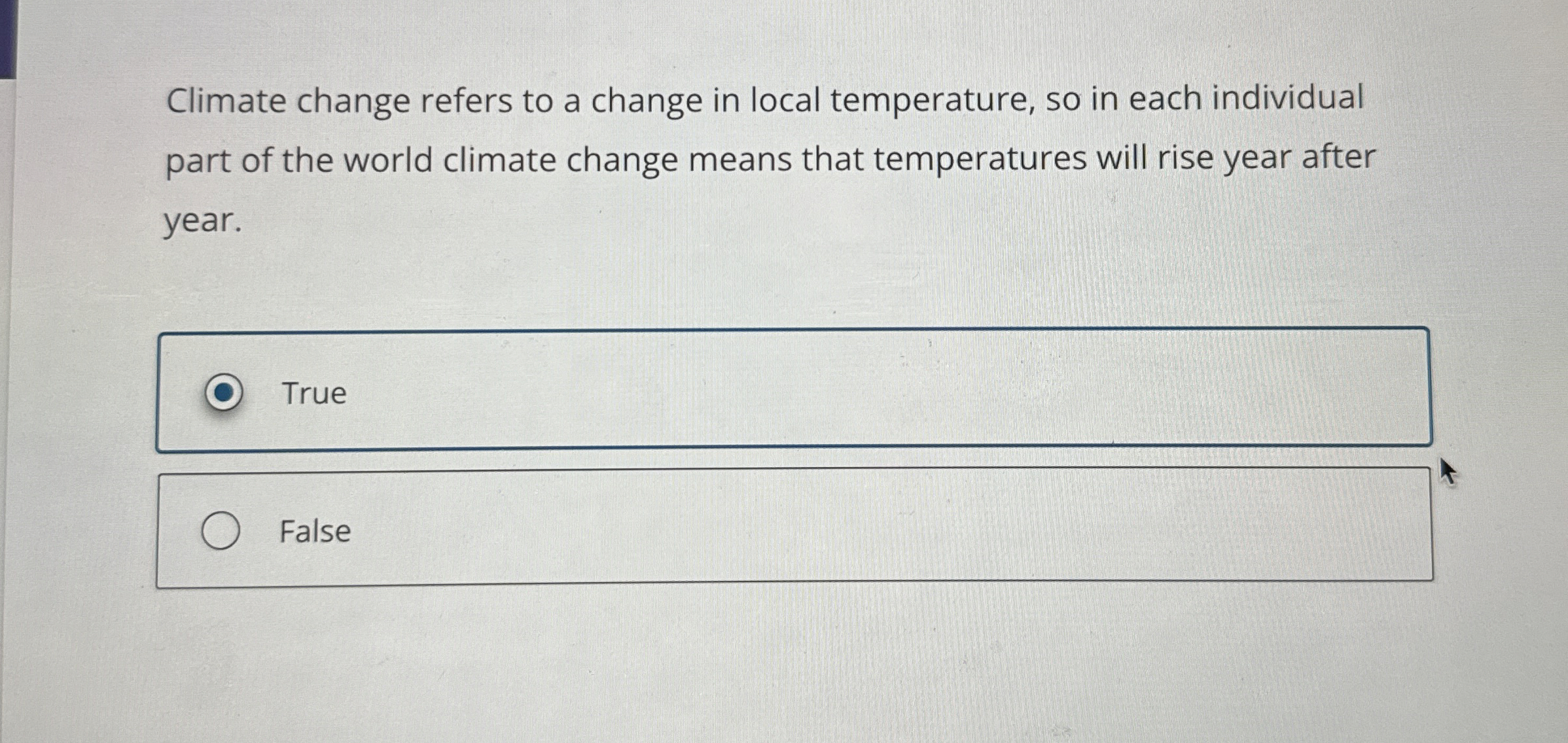 Solved Climate change refers to a change in local | Chegg.com