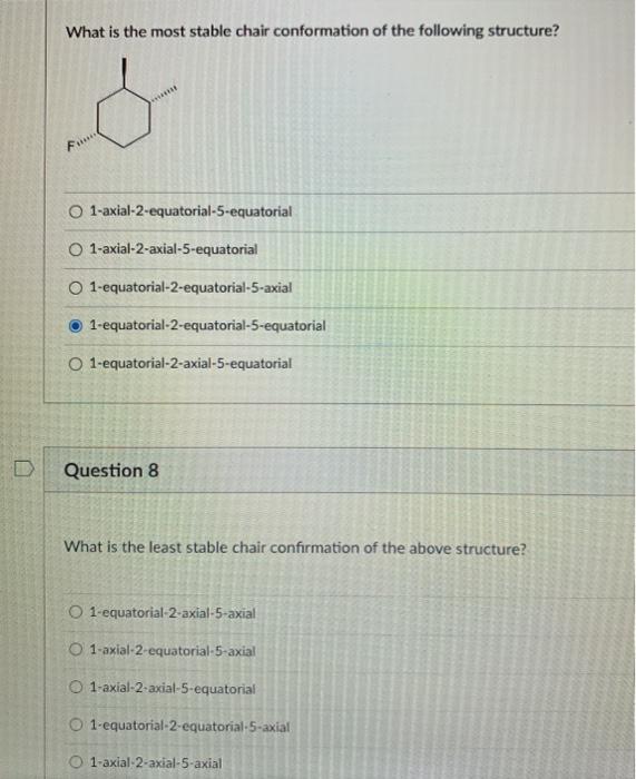 Solved What is the most stable chair conformation of the | Chegg.com