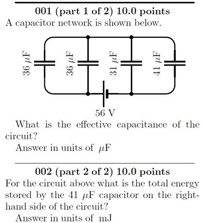 Solved A capacitor network is shown below. What is the | Chegg.com