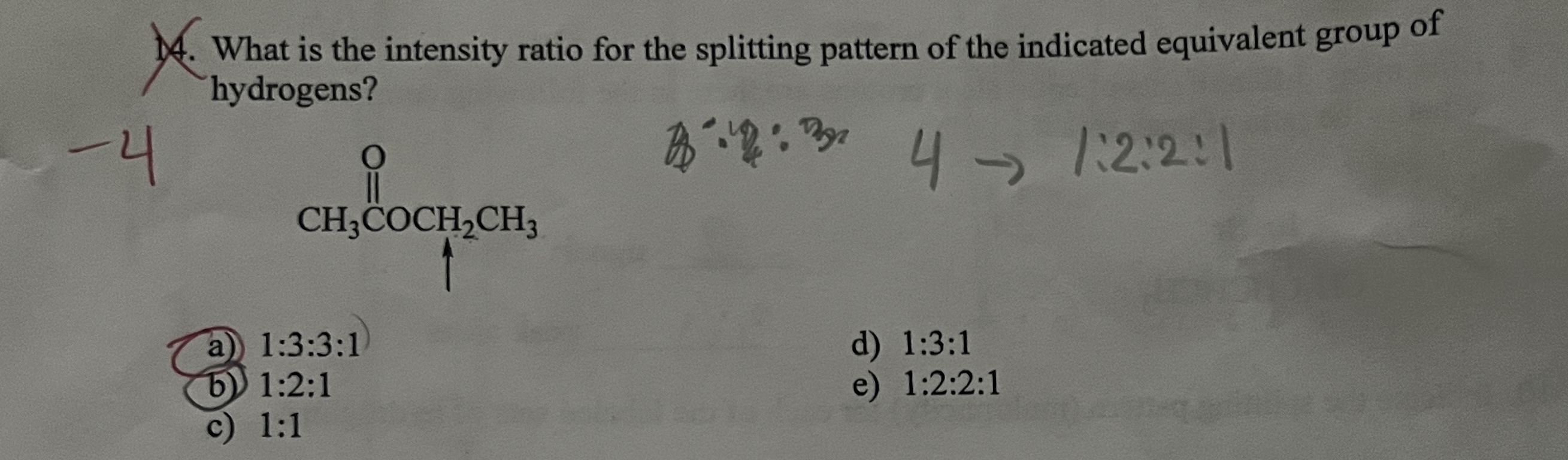 Solved What is the intensity ratio for the splitting pattern | Chegg.com