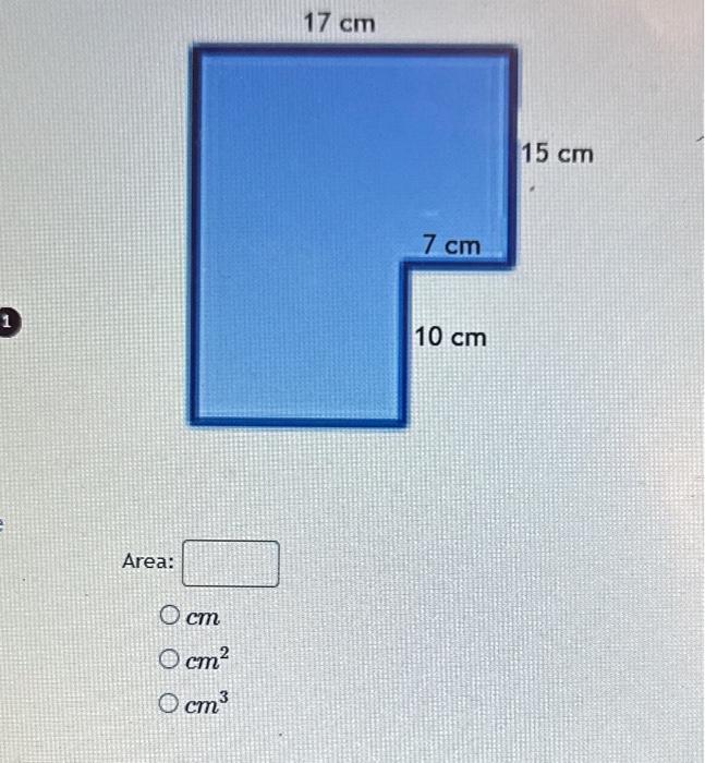 Solved Area: cm cm2 cm3 | Chegg.com
