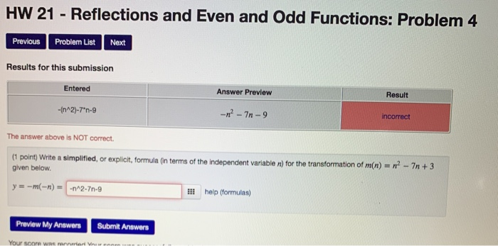 Solved HW 21 - Reflections and Even and Odd Functions: | Chegg.com