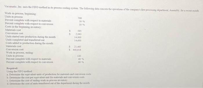 Solved Required: Using the Fifo method: ti Determine the | Chegg.com