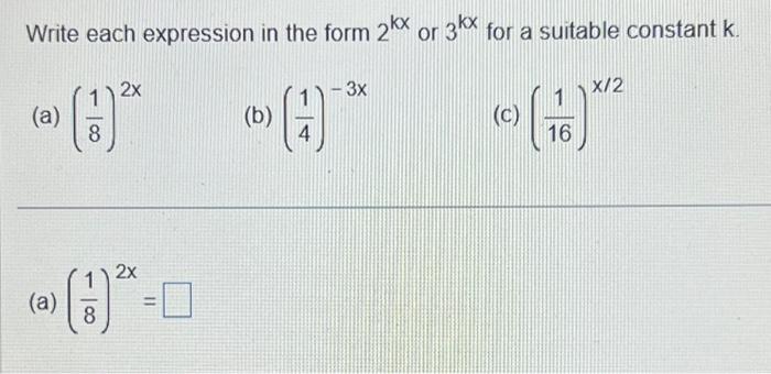 Solved Write each expression in the form 2kx or 3kx for a | Chegg.com