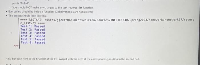 Solved Write a function called reverse. list inplace that | Chegg.com