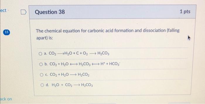 Solved The chemical equation for carbonic acid formation and | Chegg.com