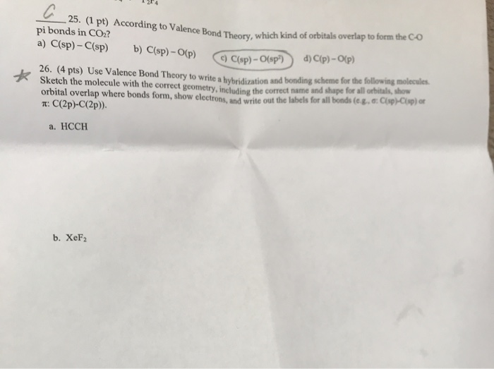 Solved 1114 _ 25. (1 pt) According to Valence Bond Theory, | Chegg.com