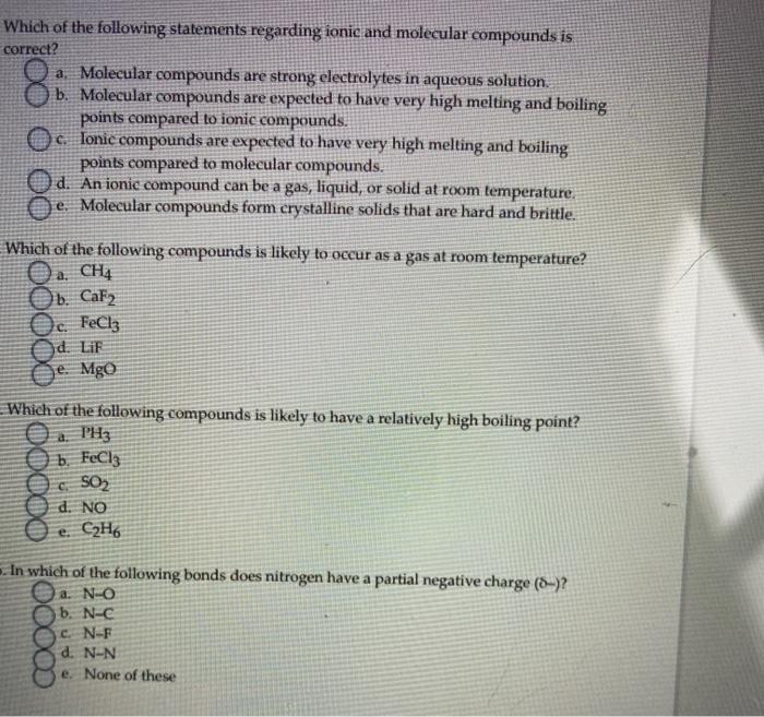 Solved Which of the following statements regarding ionic and | Chegg.com
