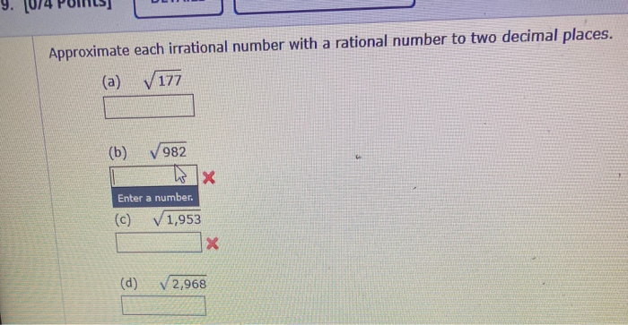 Solved Approximate each irrational number with a rational | Chegg.com