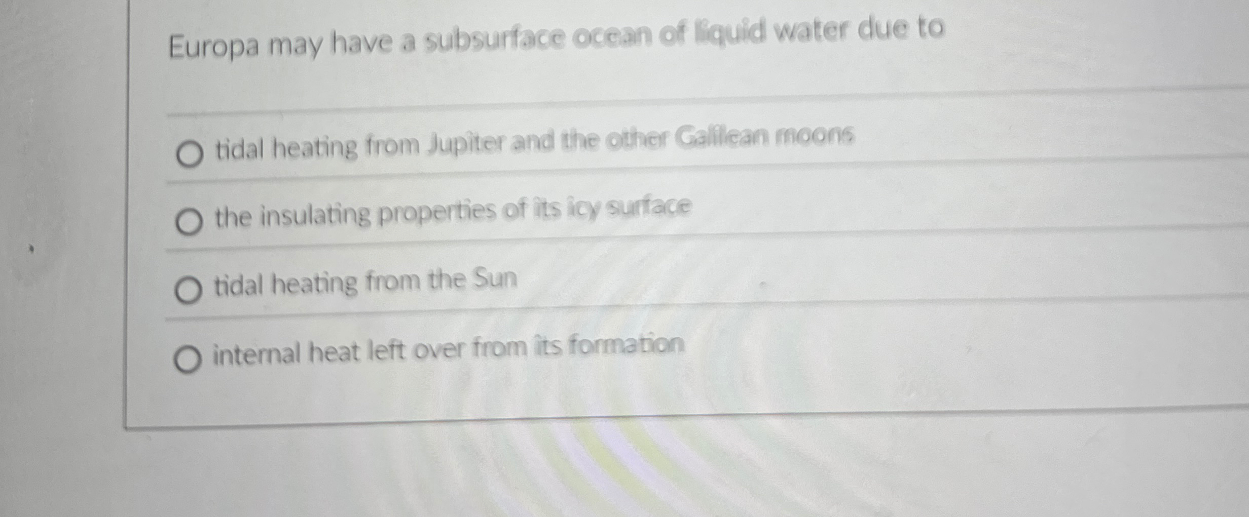 High Quality SOLUTION Europa may have a subsurface ocean of liquid ...