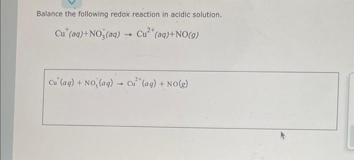 Solved Balance the following redox reaction in acidic | Chegg.com