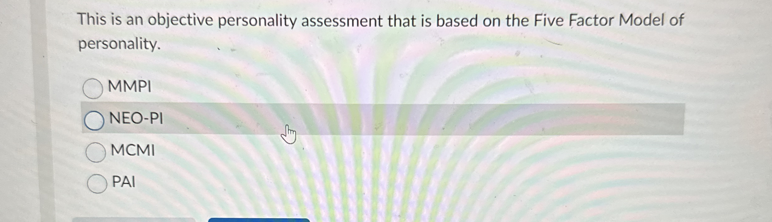 Solved This is an objective personality assessment that is | Chegg.com