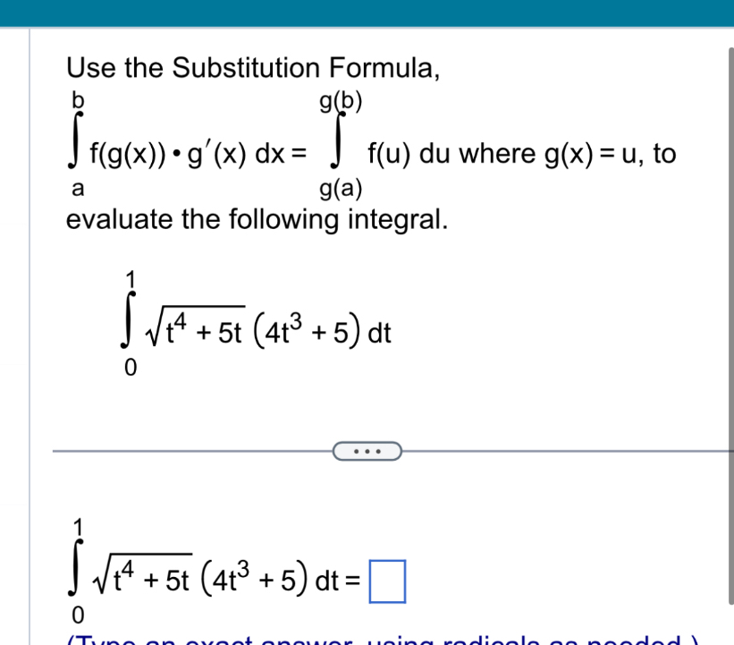 Solved Use the Substitution Formula, | Chegg.com